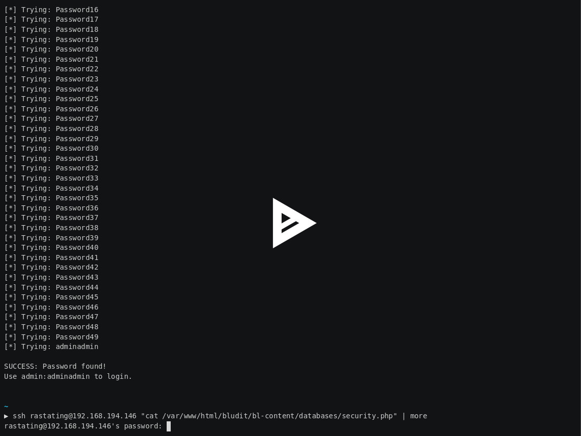 Bludit Brute Force Mitigation Bypass | rastating.github.io